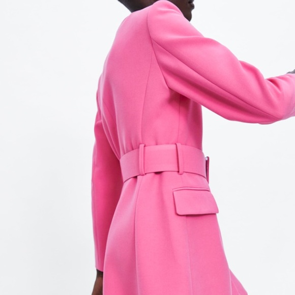 Zara | Jackets & Coats | Zara Pink Belted Frock Coat | Poshmark